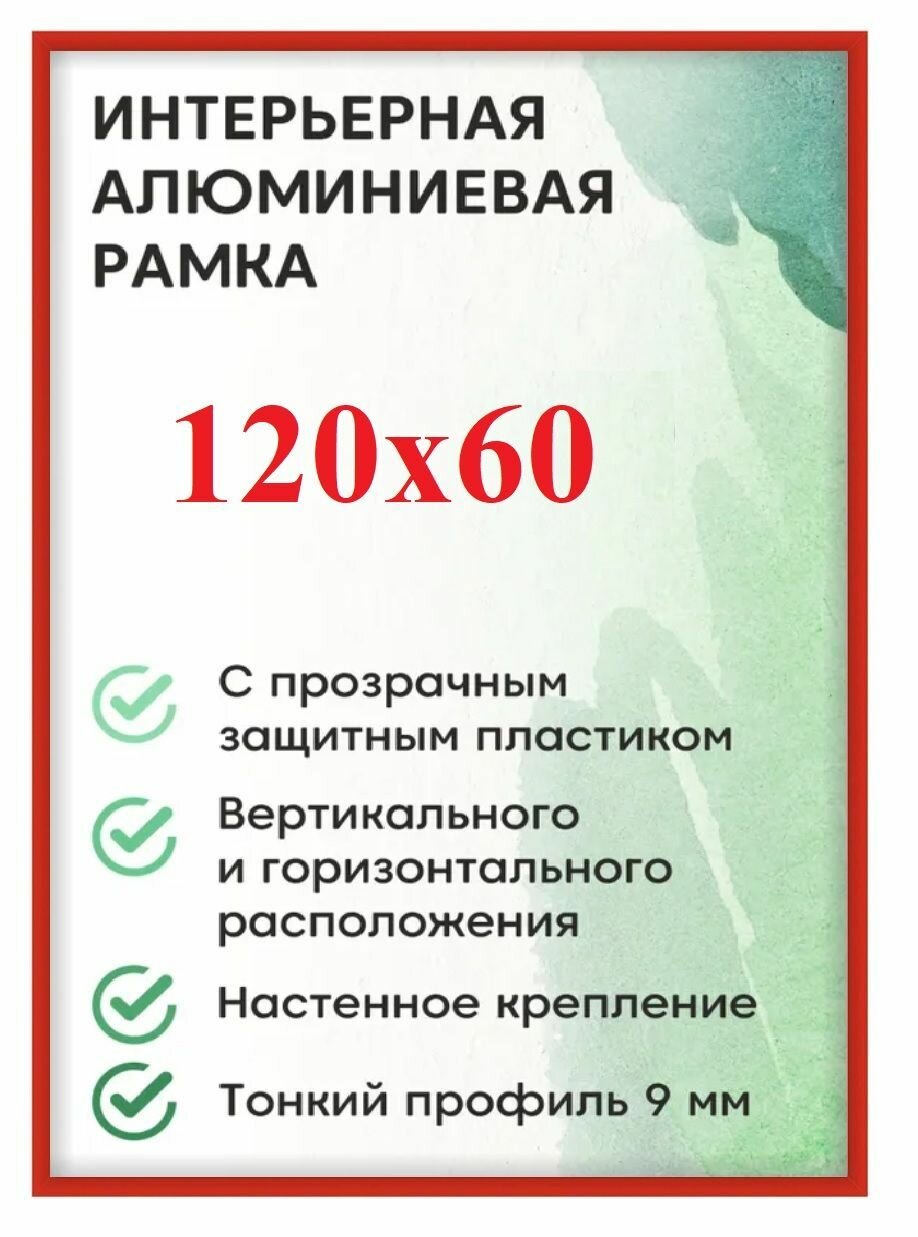 Рамка алюминий 120*60 Красный