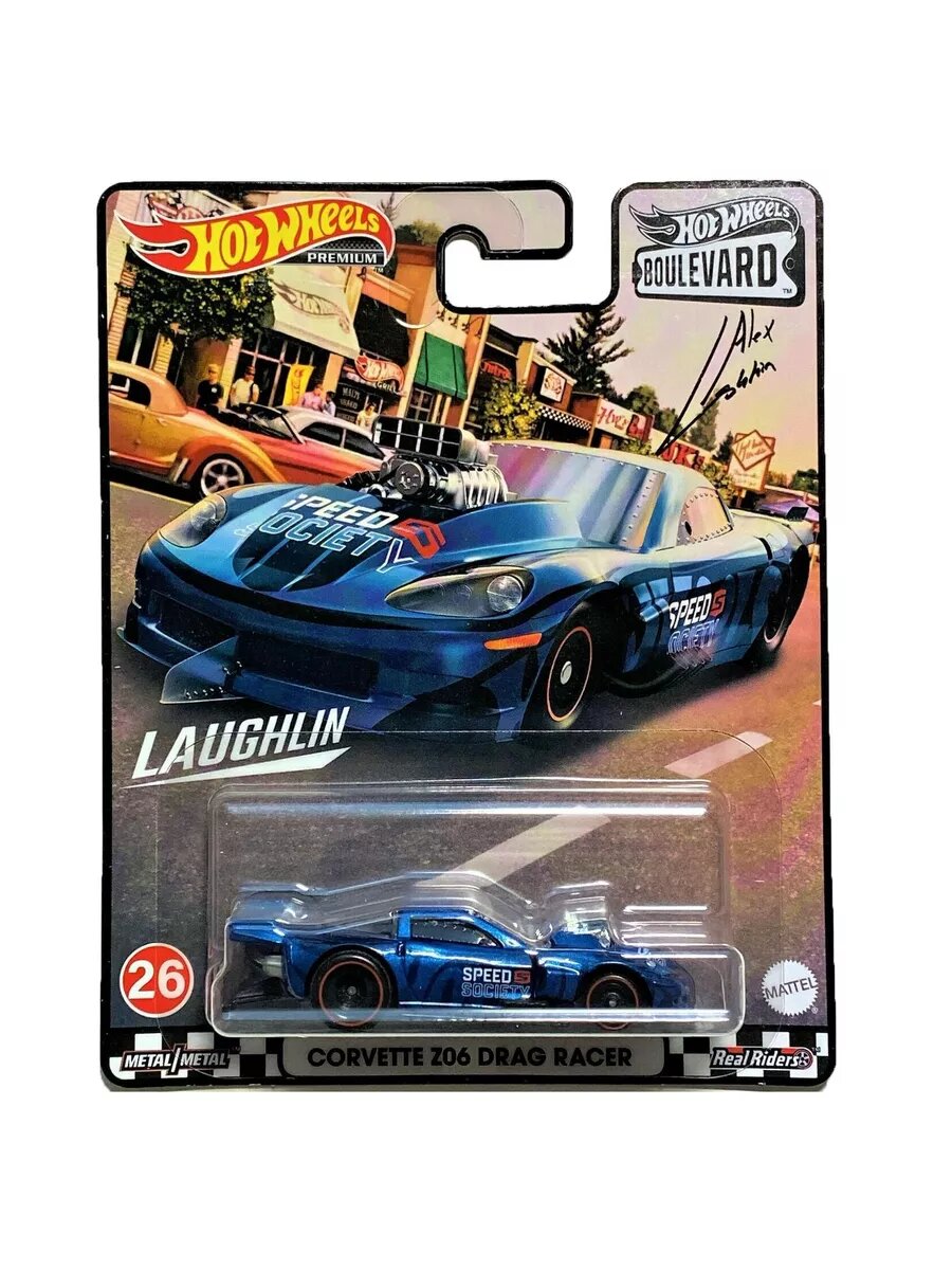 Коллекционная Premium машинка Hot Wheels Corvette Z06 Drag Racer Metalflake Blue (коллекция Boulevard 2021, №26)