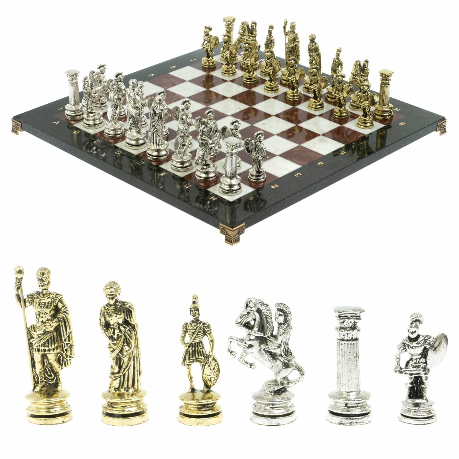 Шахматы сувенирные "Древний Рим" из камня мрамор и лемезит 44х44 см 121407