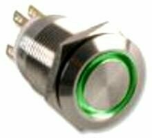 Кнопка антивандальная металл GN22-A без фиксации Подсв.12V синий (GQ22-11E)