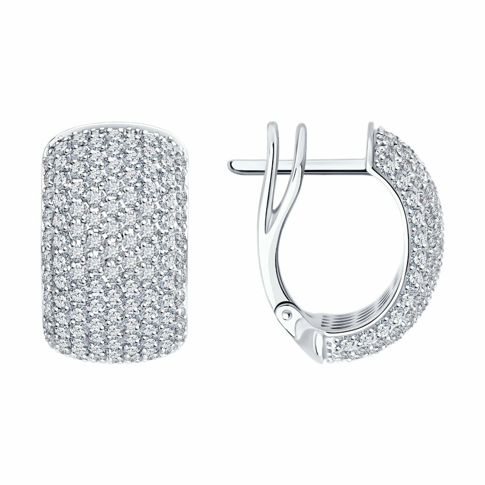 Серьги, белое золото, 585 проба, бриллиант
