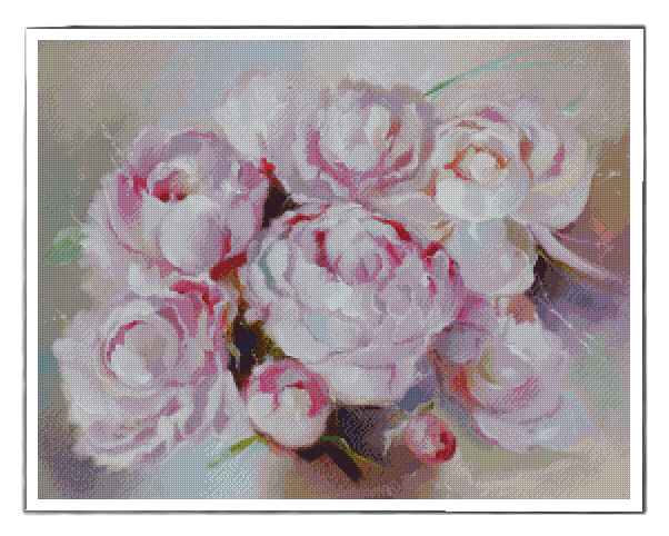 Набор для вышивания. Пионы. Нежность цветения. Размер картины 40х31 см.