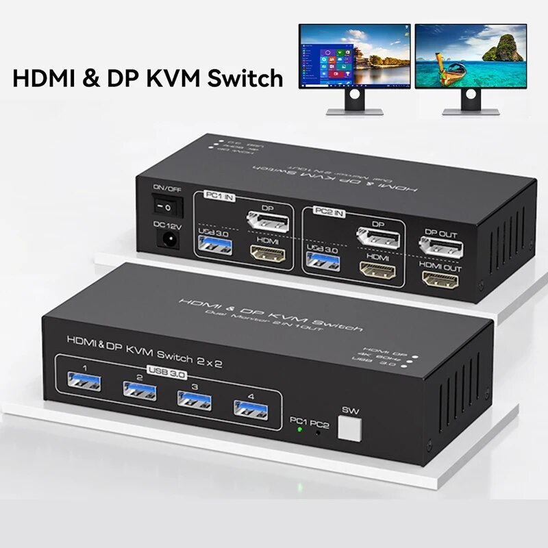 KVM-переключатель HDMI+DP oeny 2 в 2 with EU Plug