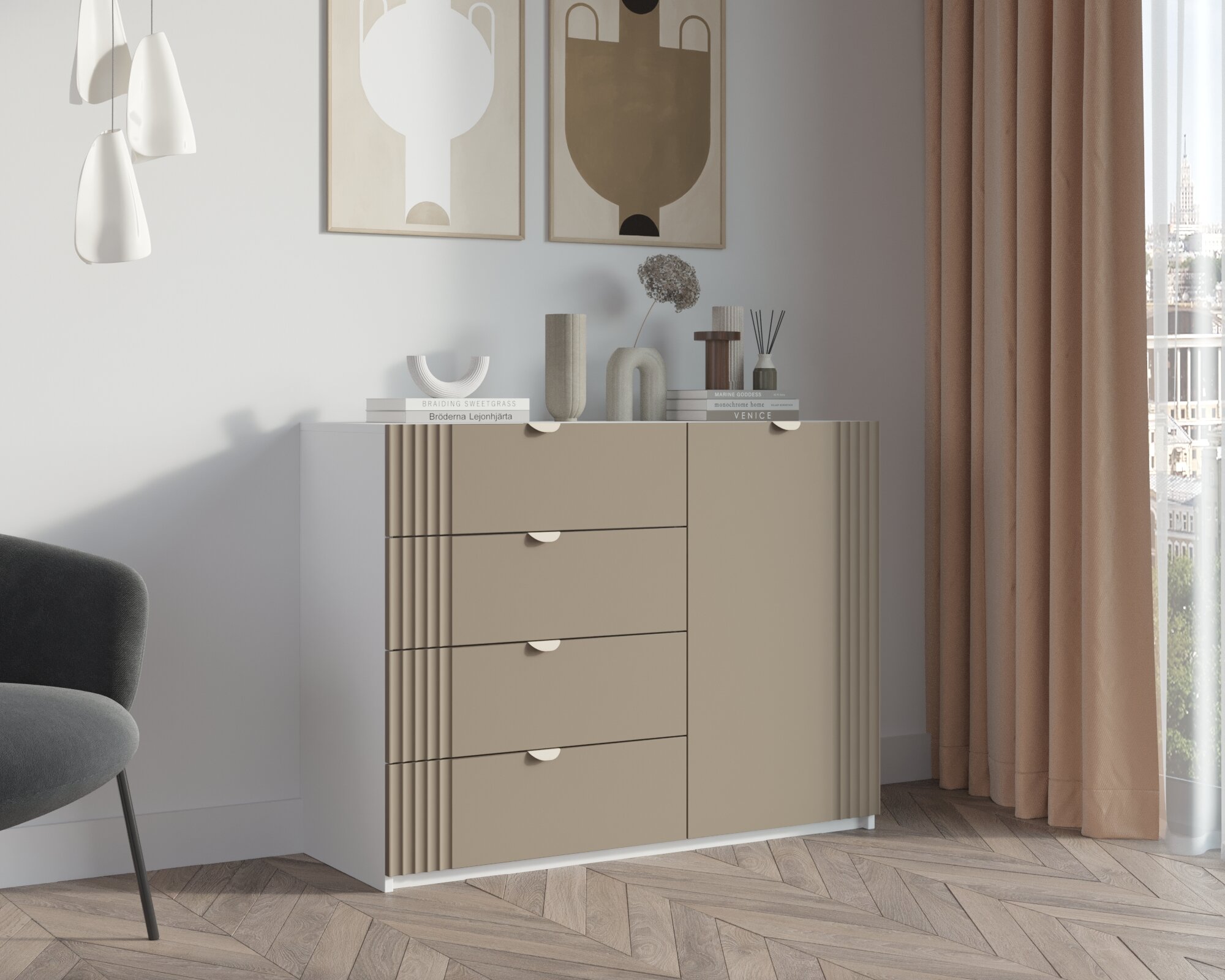 Комод с ящиками Мебель на Руси Санторини-3, 100х80х45 см, мокко