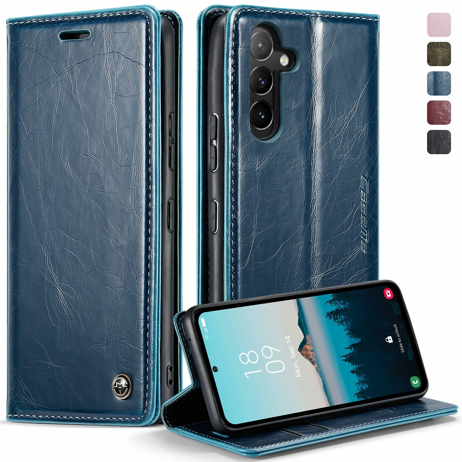 Caseme Кожаный книжка чехол для Samsung Galaxy A54 5G / Самсунг A54 5G с визитницей из экокожи