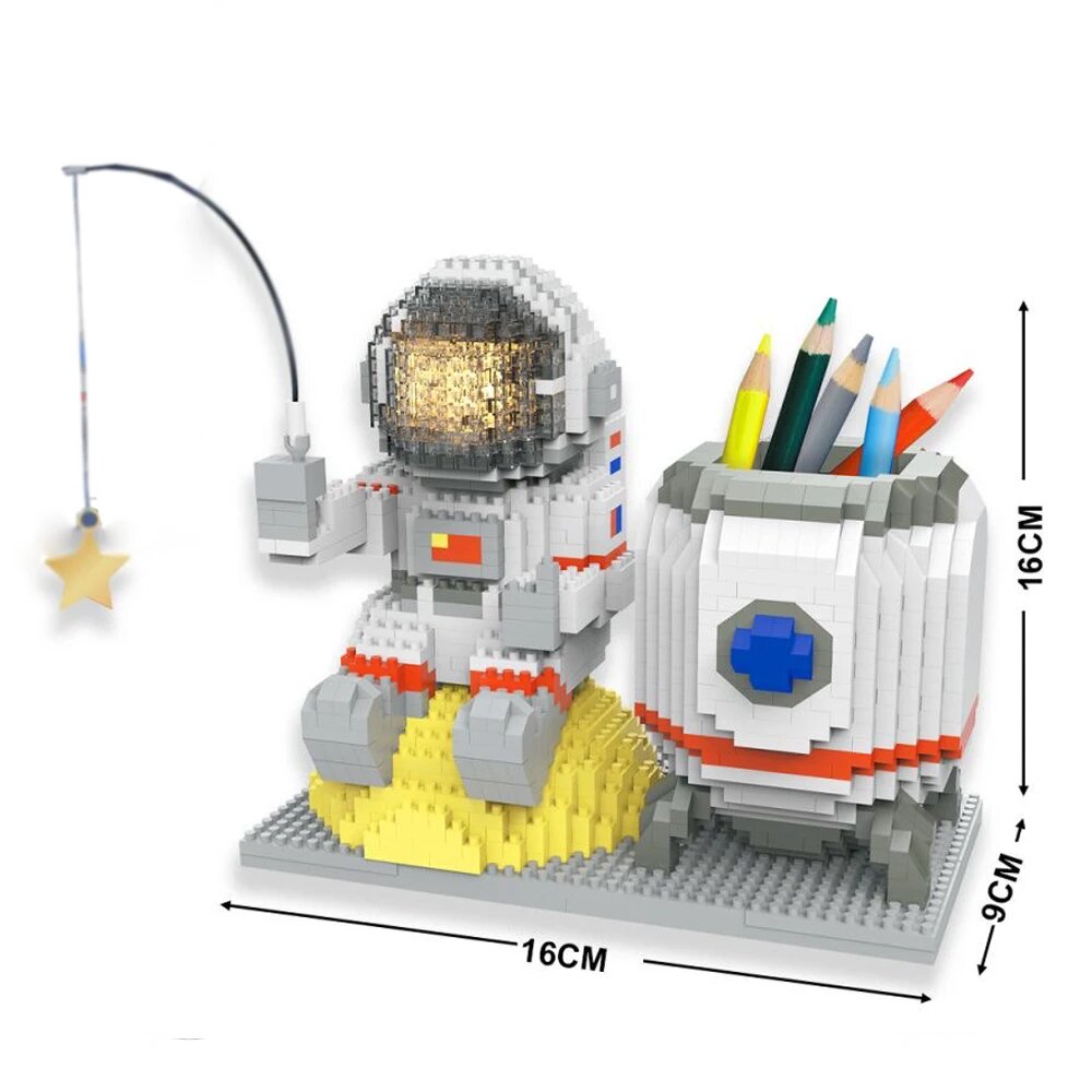 KNEW BUILT Микро-мини конструктор «Космонавт» со светодиодной in bag, Astronaut pen holder