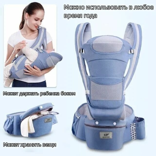 Кенгуру переноска для новорожденных 4в1, переноска для малышей, Доступен в четырех сезонах, 3 способа использования, защита головы, место для хранения