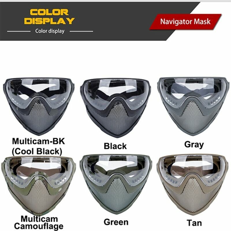 Тактическая маска для лица с защитными очками, для шлема быстрого типа, со сменными линзами