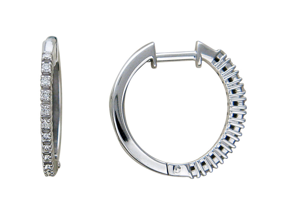 Серьги конго, белое золото, 585 проба, бриллиант