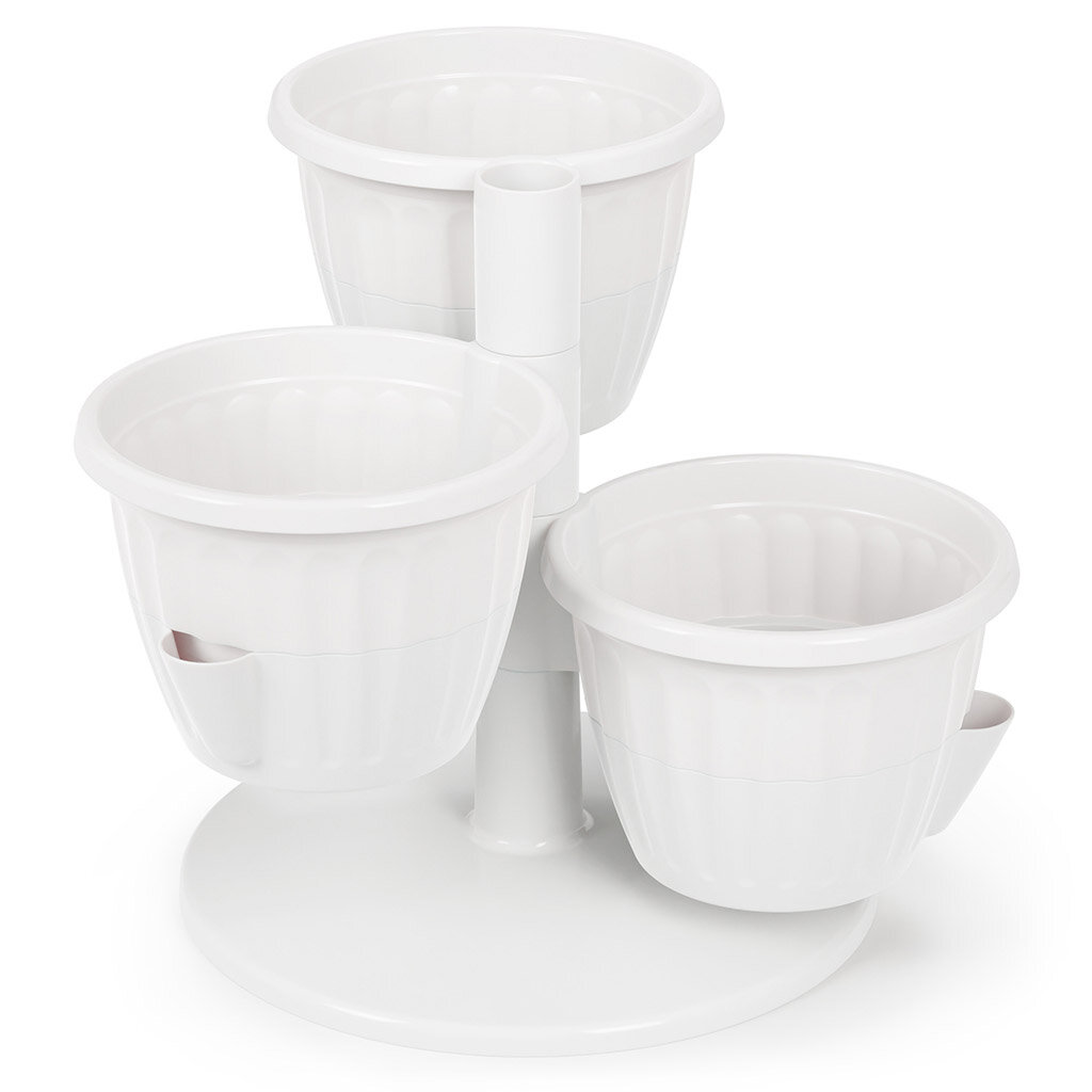 Горшок-каскад для цветов Альтернатива пластмассовый "Каскад" 0,7 л, диаметр 25 см, h 21,8 см, белый (М8067)