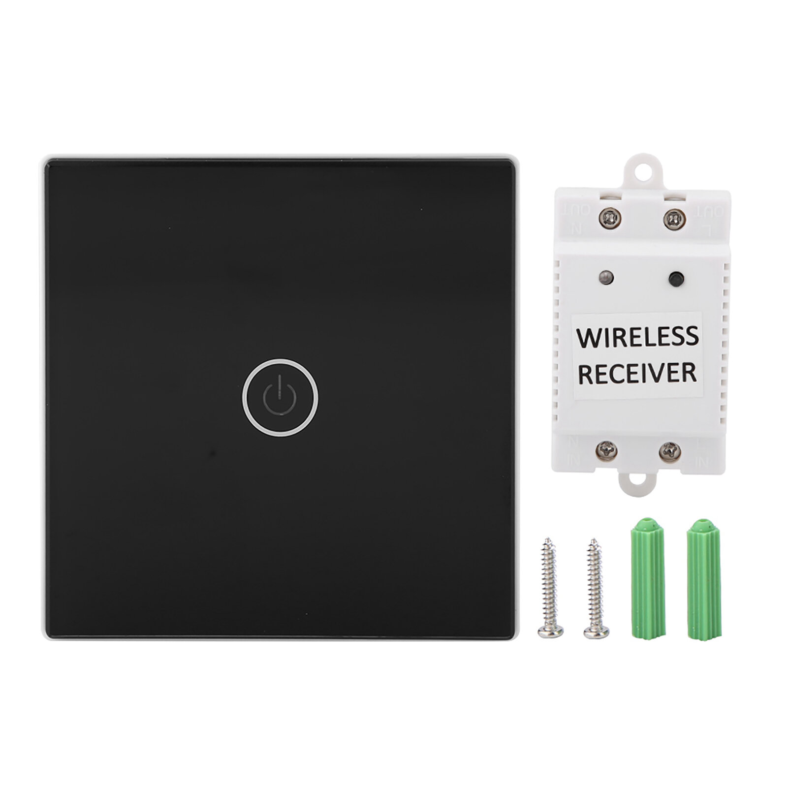 Беспроводной выключатель света для умного дома 100 240 В, 12 В, одностороннее сенсорное управление, настенная панель с приемником для простой установки (черный)