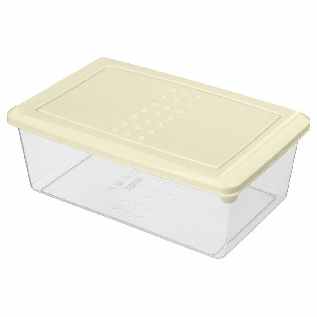 Контейнер для продуктов Plast team пластмассовый 1,05 л, 15,5х12х6,8 см прямоугольный, светло-бежевый, подходит для СВЧ (221100225/01)