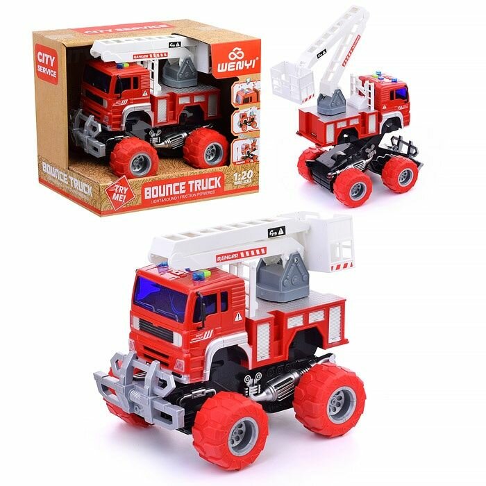 Пожарная машина Wenyi Свет, звук, на батарейках, пластик, в коробке (WY553C)