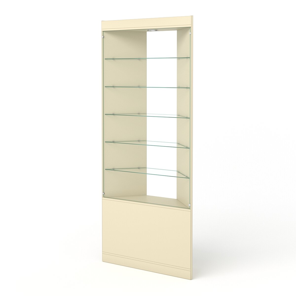 Витрина №5 угловая (без дверок, фасад - стекло), Крем Вайс. Производитель товара - компания Westcom.