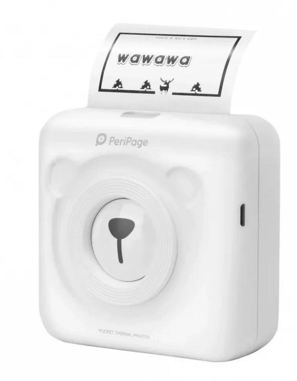 Портативный мини-принтер, термопечать, Bluetooth, черно-белый