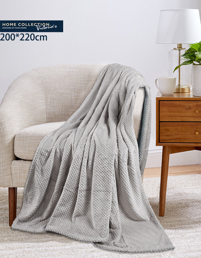 Плед-покрывало 200 см x 220 см, серый мягкий, плотный премиум качество