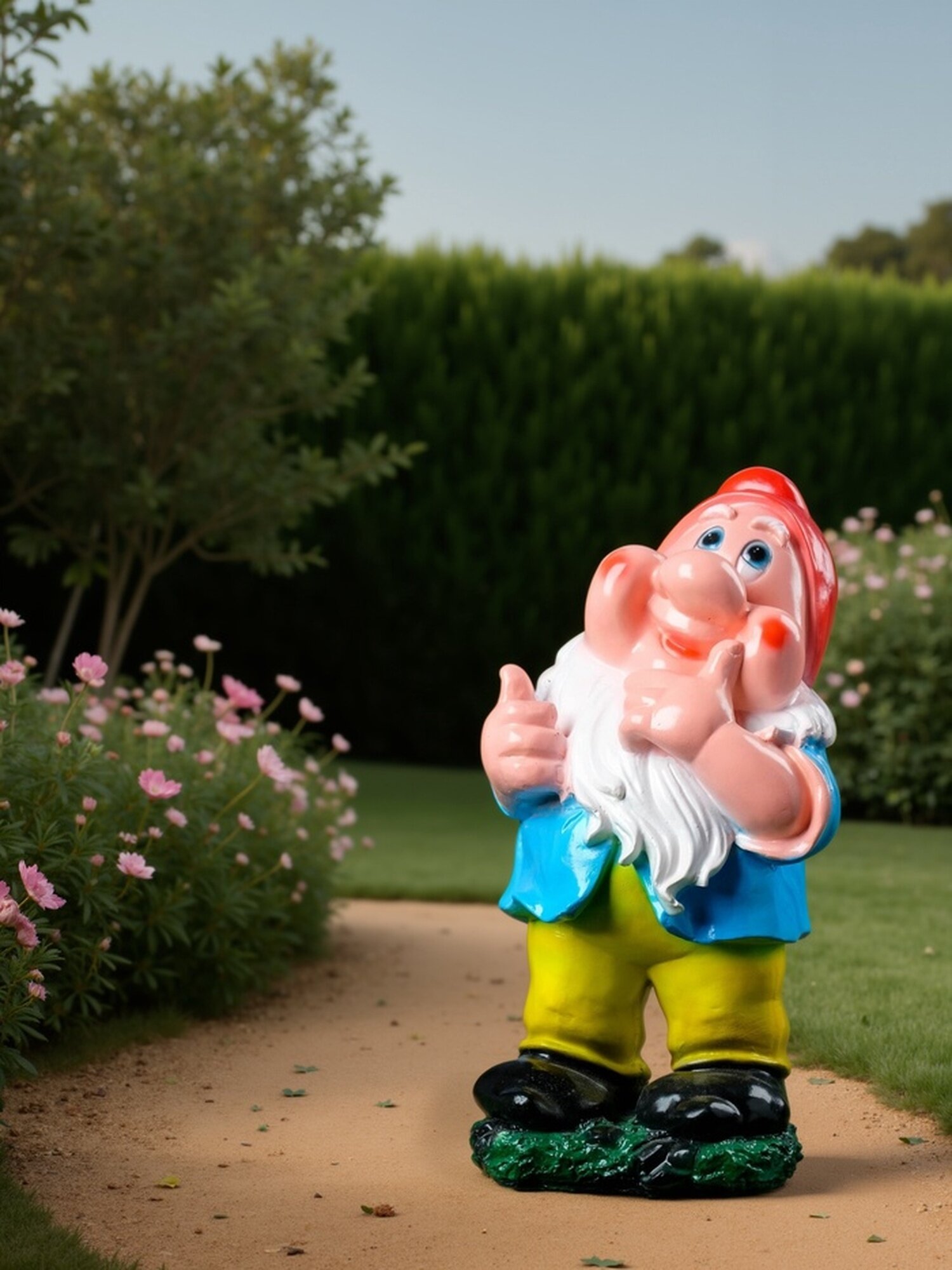 Садовая фигура Хорошие сувениры "Гном весёлый", гипс, 19x24x43 см, голубая