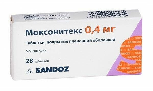 Моксонитекс, таблетки в пленочной оболочке 0.4 мг, 28 шт.