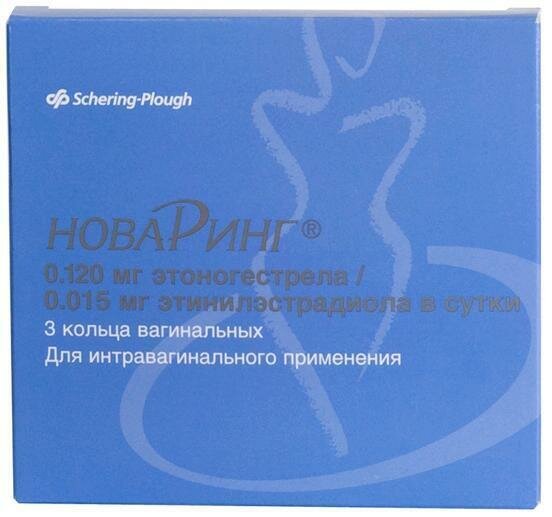 НоваРинг, кольца вагинальные 0.015 мг+0.120 мг/сутки, 3 шт.