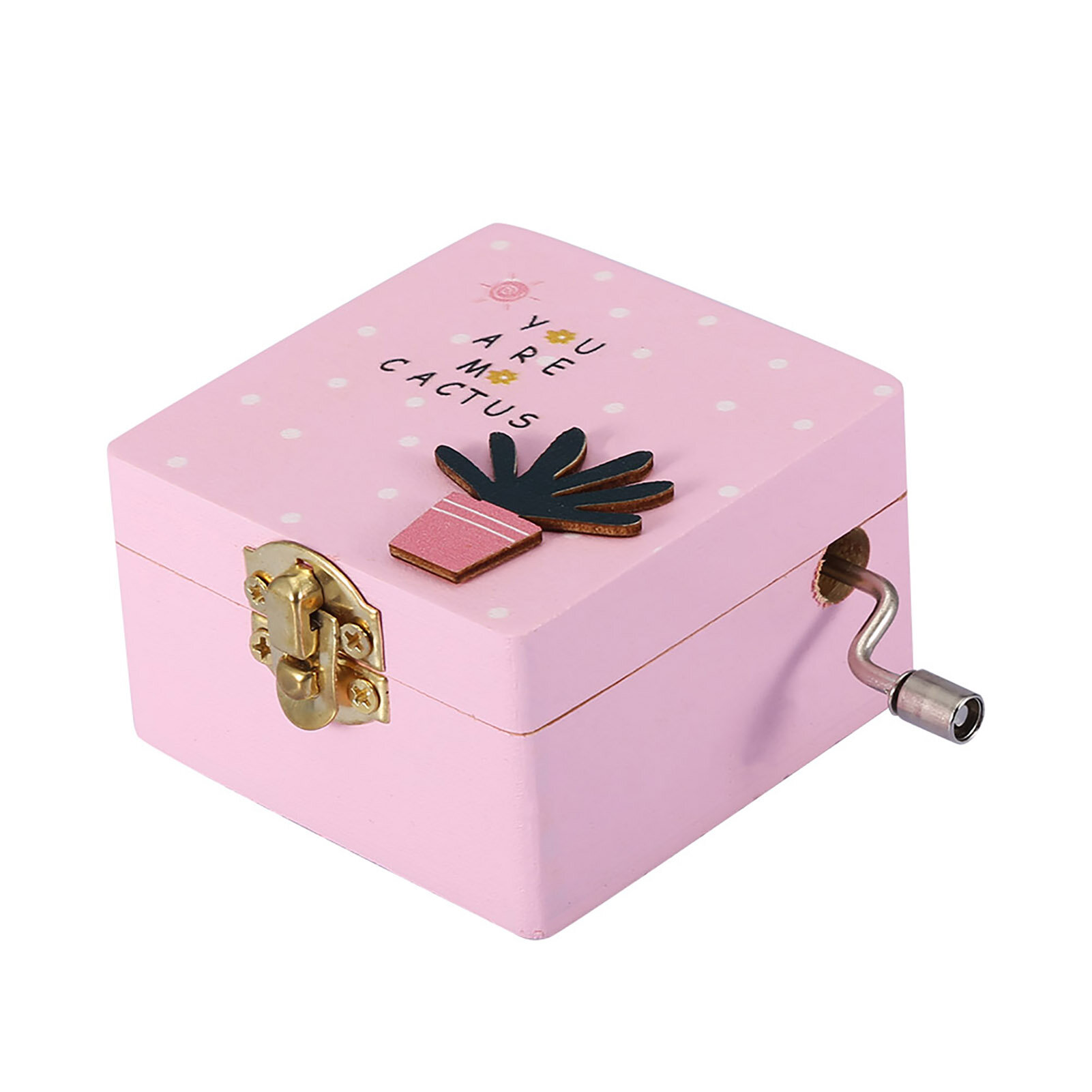 Миниатюрная деревянная музыкальная шкатулка с ручным заводом, механический подарок на день рождения (розовая)