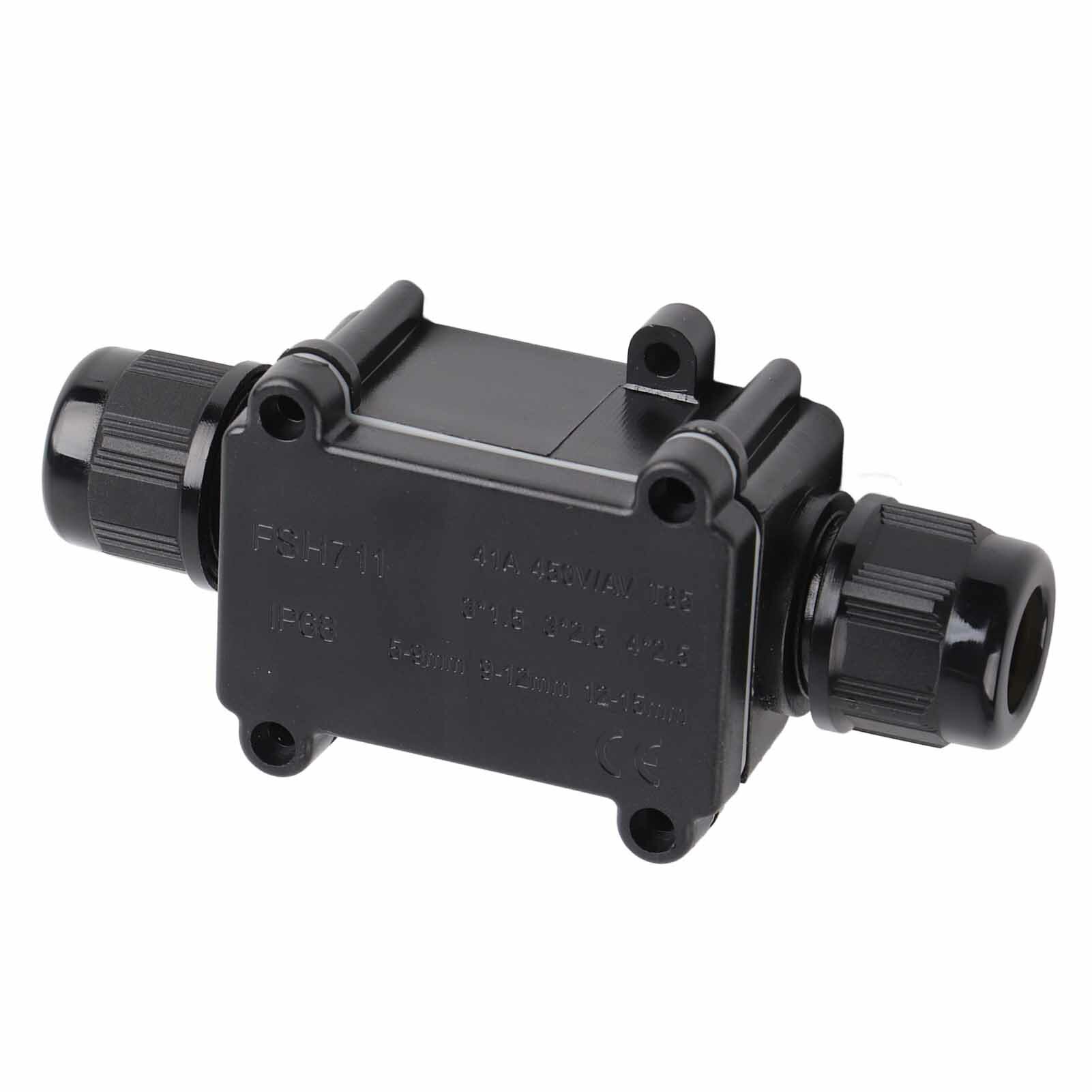 Коробка соединения IP68 2-ходовая для защиты кабельной линии подземной наружной водонепроницаемая, материал PC, напряжение 450V, размеры 110x48x35mm, адаптер для кабеля 5-9mm, 9-12mm, 12-15mm, цвет как на фото, в комплект входят 1 коробка, 1 терминал