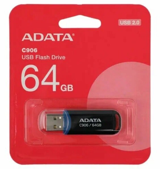 Флешка USB A-Data Classic C906 64ГБ, USB2.0, черный [ac906-64g-rbk]