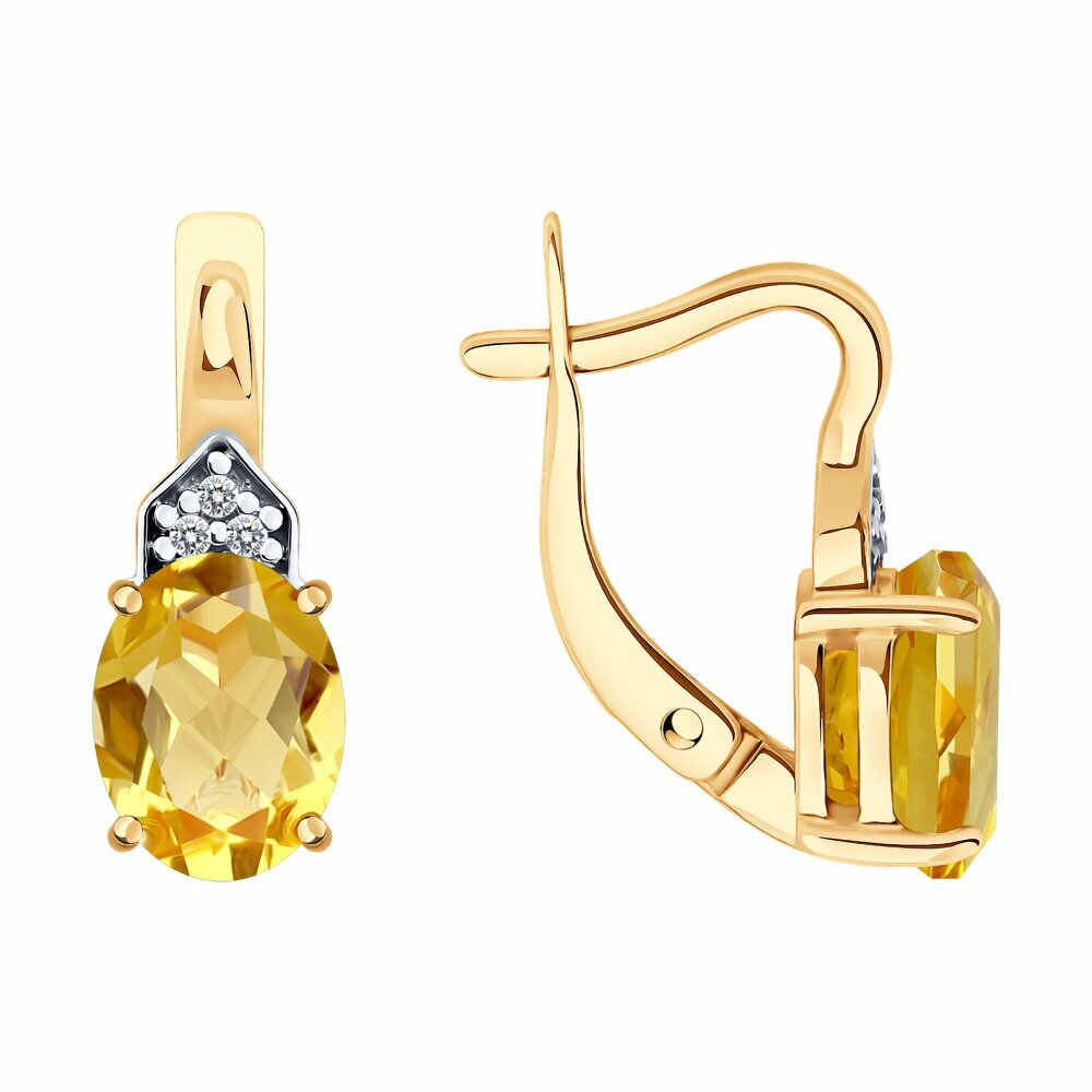 Серьги, серебро, 925 проба, золочение