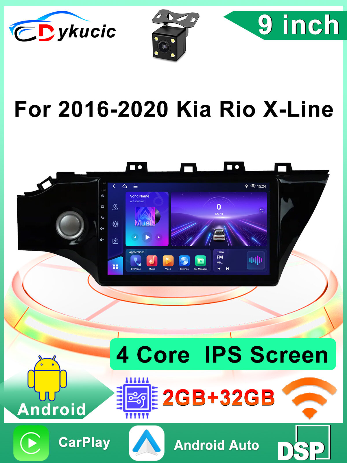 Магнитола для Kia Rio X-Line (2016-2020),4 ядерный процессор, Wifi, андроид штатная автомагнитола