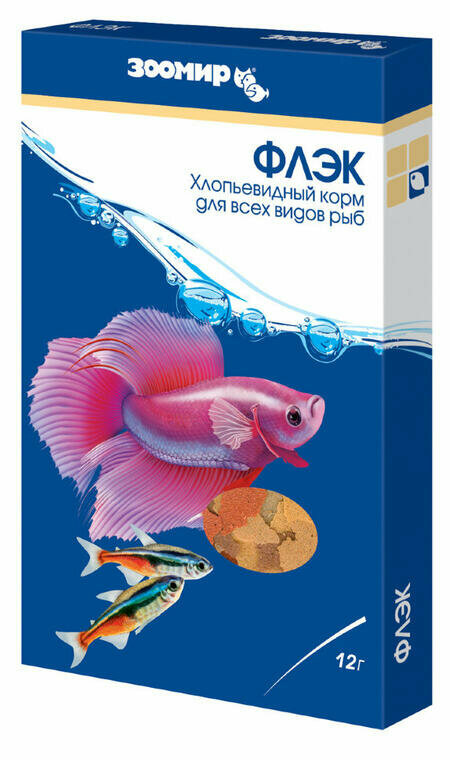 Зоомир 10 шт по 12 г флэк корм для рыб в хлопьях