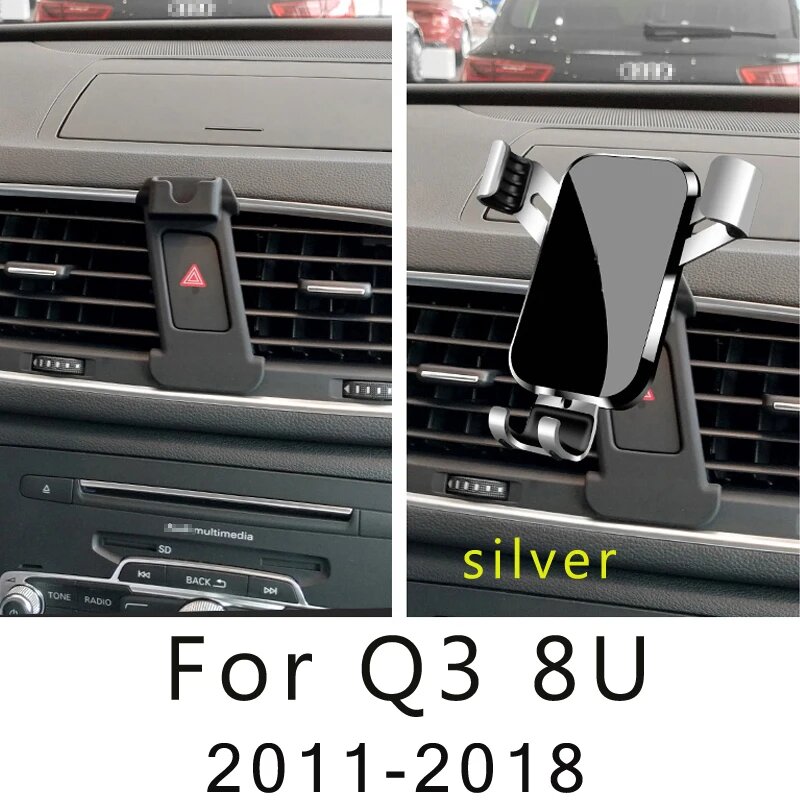 Автомобильный держатель для телефона для Audi Q3 8U F3 Q5 8R FY крепление на вентиляционное отверстие автомобильный Стайлинг кронштейн GPS подставка вращающаяся поддержка Мобильные аксессуары, Q3 8U 2011 to 2018