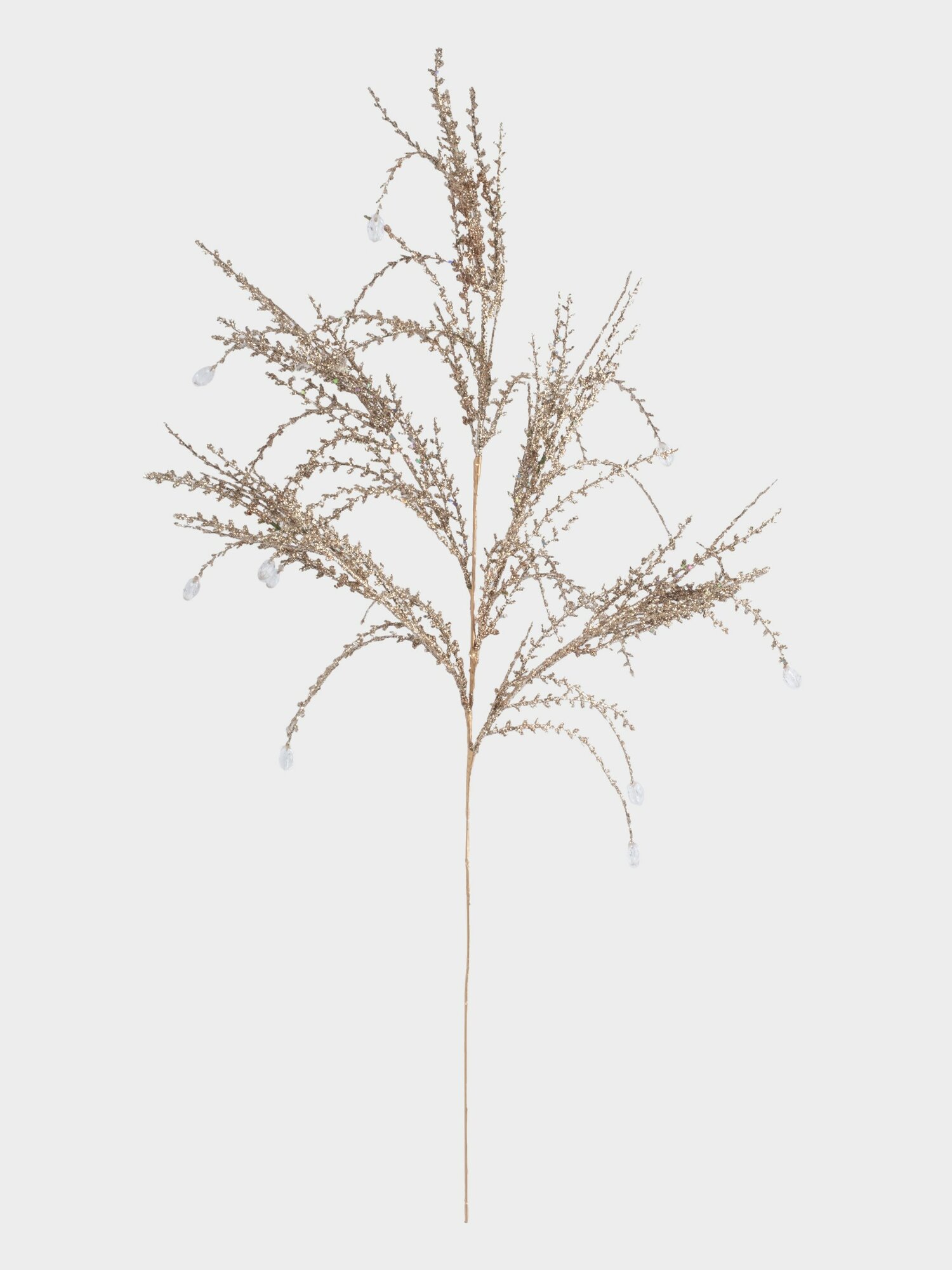 Ветка декоративная, 75 см, пластик/металл, золотистая, Ветка с кристаллами, Interior gold (Anna Lafarg)