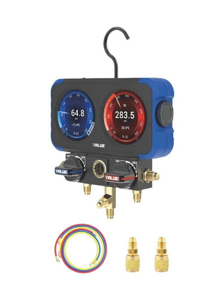 Манометрический коллектор с цифровым дисплеем VALUE VRM2-X с шланг заправочный