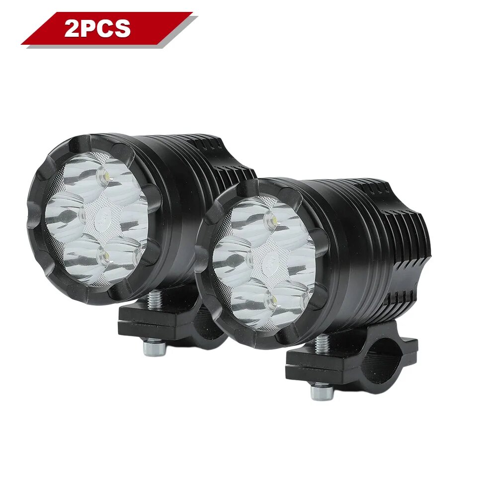 Светодиодные мотоциклетные фары, вспомогательные прожекторы 12-80 в, дальний/ближний свет, дополнительные Противотуманные фары дальнего света для электрического велосипеда, мотоцикла 2PCS 60W No Switch