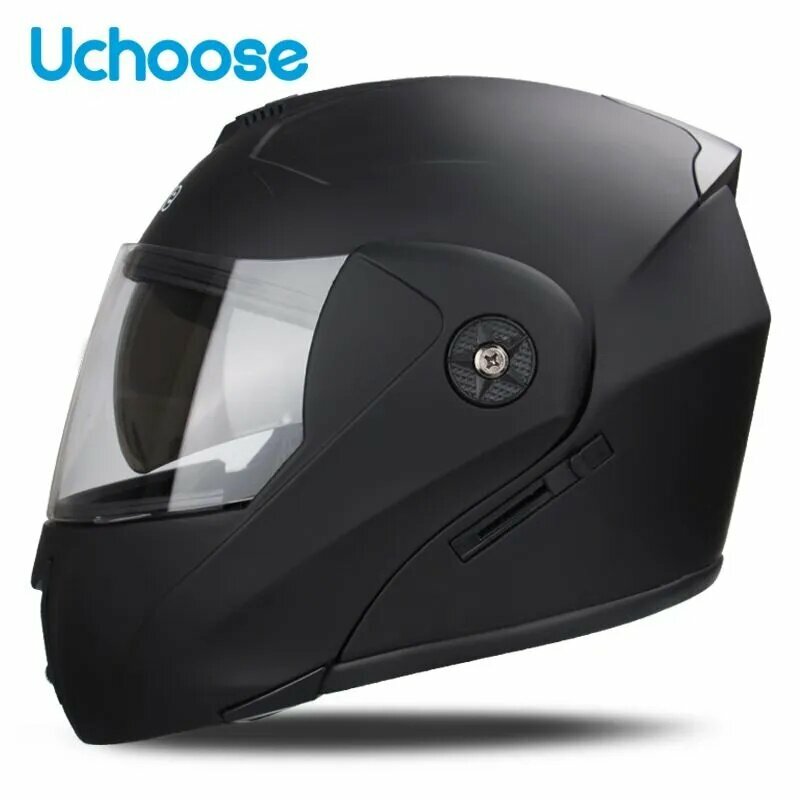 UCHOOSE Мотошлем, цвет: черный матовый, прозрачный, размер: M