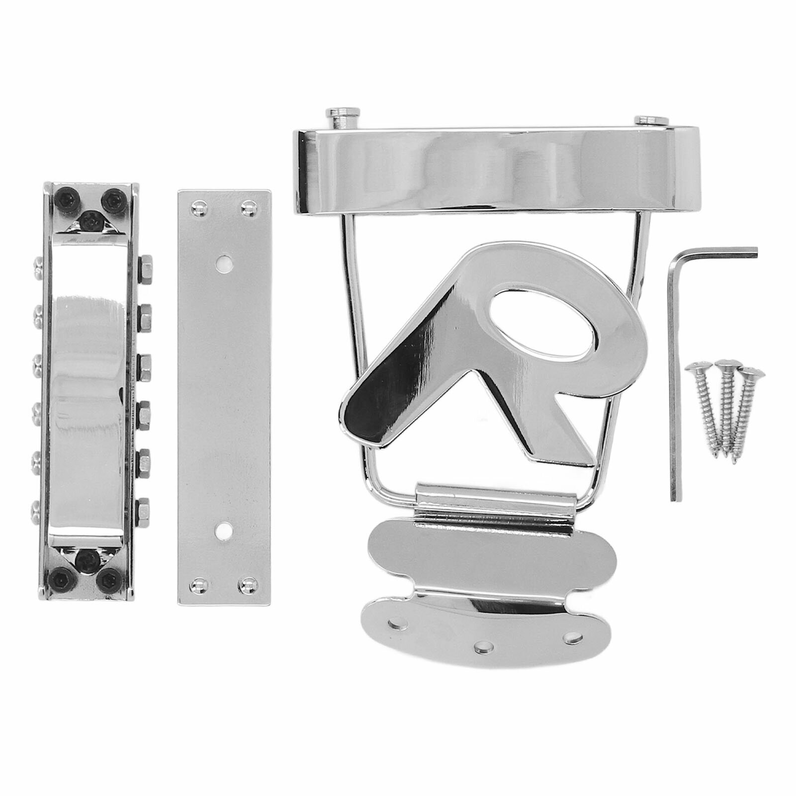 Guitar Trapeze Tailpiece and Bridge Set Stainless Steel Electroplating 6 String Roller