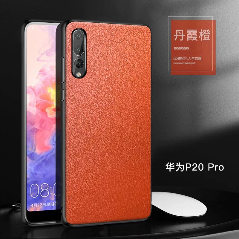 Чехол для Huawei P20 Pro из верхней кожи нappa, тонкий защитный чехол, оранжевый