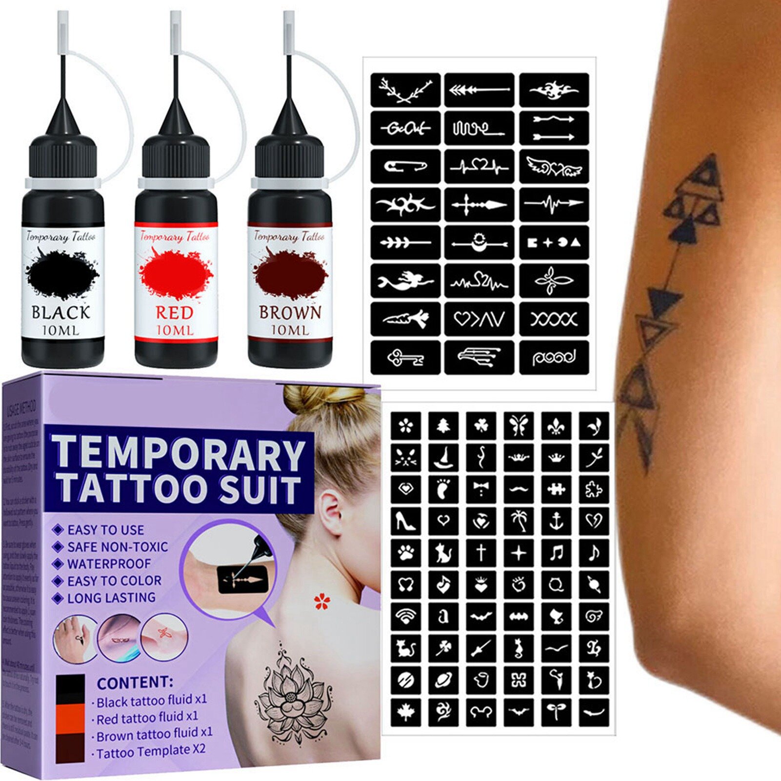 Временный набор для татуировки с 3 цветами фруктовые чернила и 84 узора adhound stursils Diy Tattoos Kit