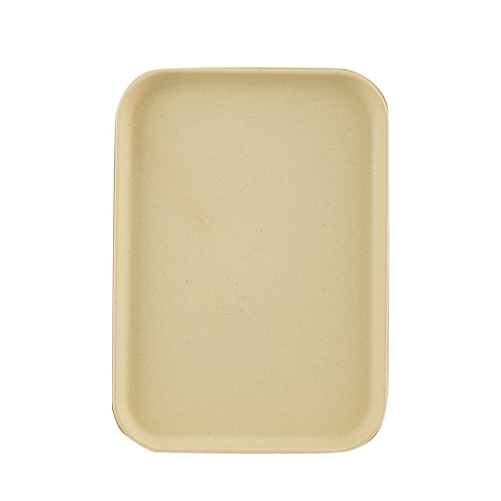Kitchen Serving Tray Wheat Straw Rectangular Nordic Style Cupcake Fruit Snack Tea for Home Office Restaurant Yellow S (Approx. 25x17cm / 9.8x6.7in)