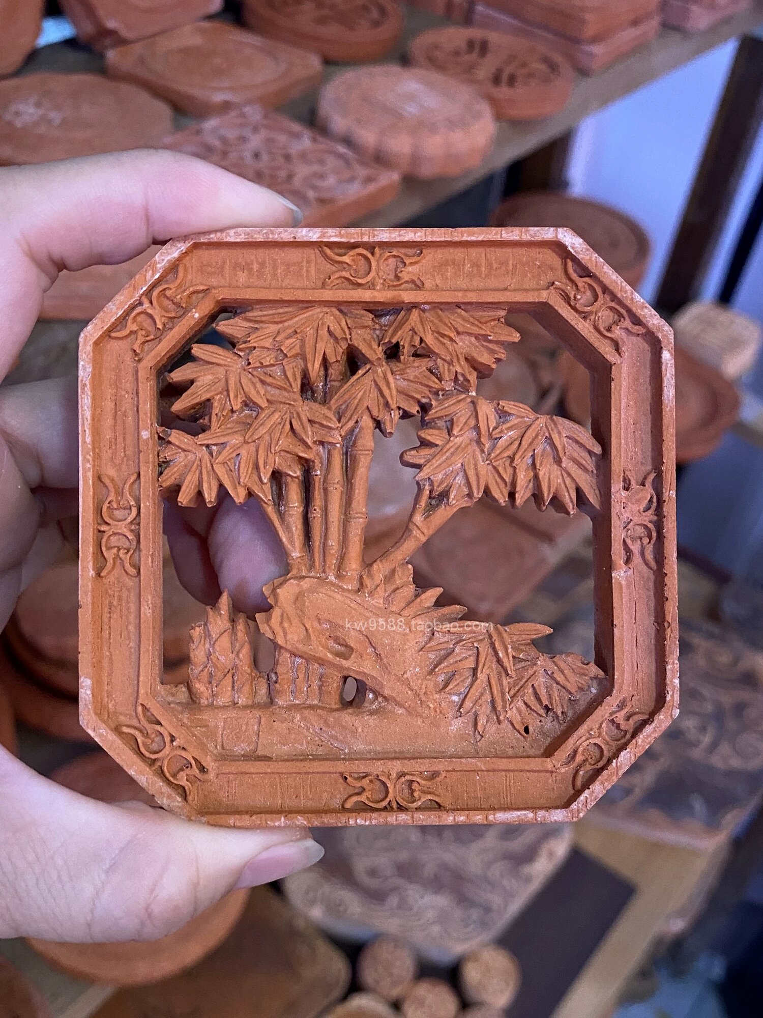 Традиционная керамическая подставочка для чая с рисунком бамбука, ручная работа, диаметр 15 см