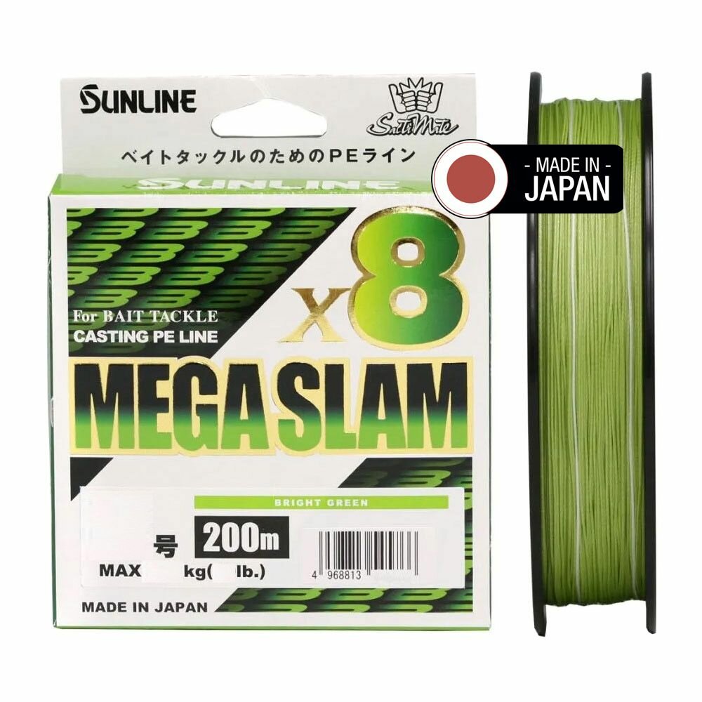 Плетёный шнур Sunline Saltymate Mega Slam X8 200m #6 0.405mm 90Lb 40.9kg Green