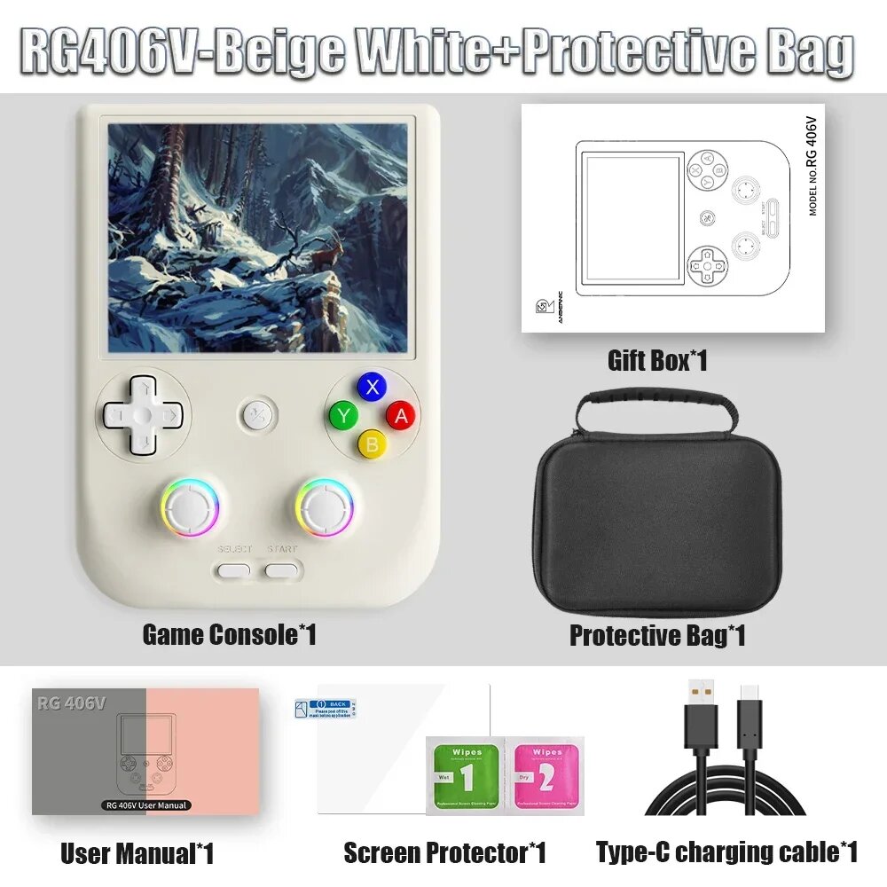 ANBERNIC RG406V Beige White, 256ГБ, 160 игр PS2