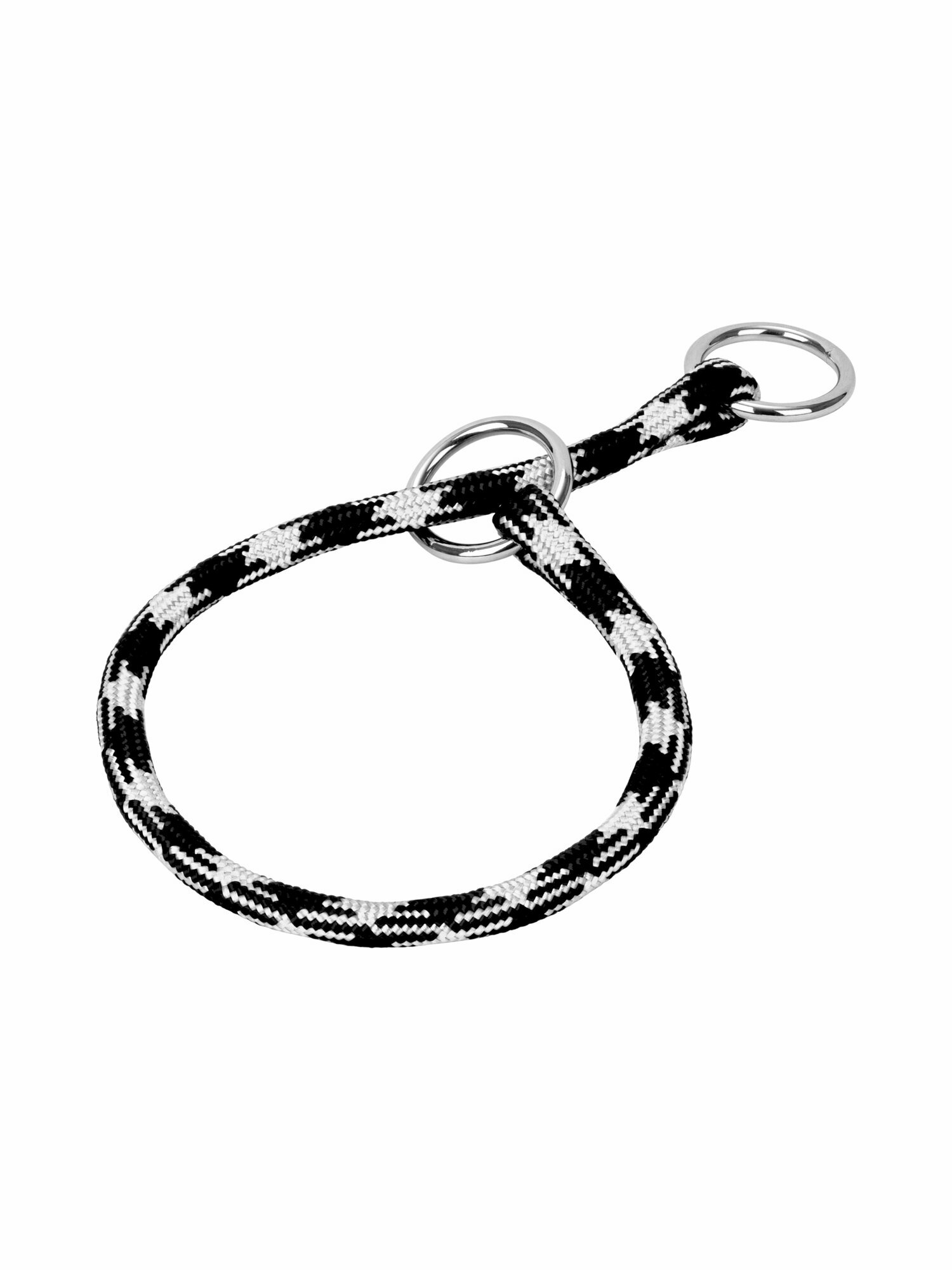 Ошейник-удавка для собак ZooOne с 2-я кольцами круглый "Арлекин", ширина 8 мм, длина 30 см, чёрно-белый, 76-5923
