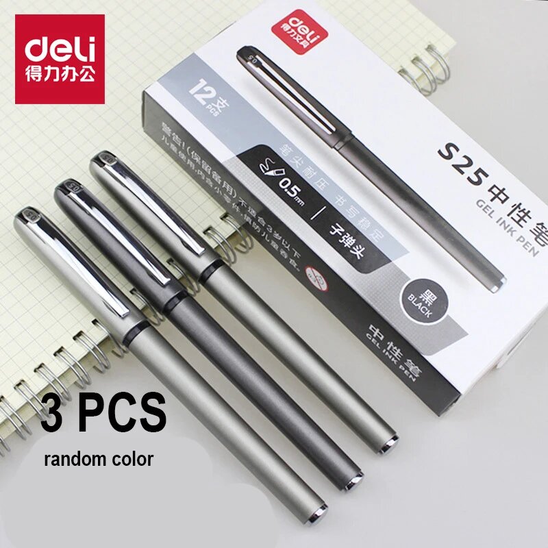 Гелевые ручки 3 шт, черный, пластик random color