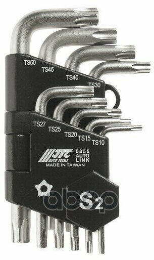 Набор ключей TORX ТS10-ТS50 пятилучевых Г-образных с отверстием 9 предметов JTC JTC арт. JTC-5355