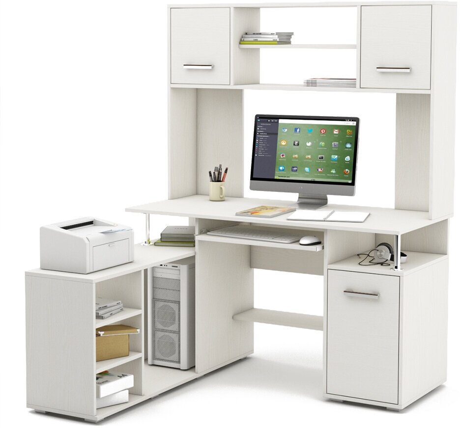 Компьютерный стол Амбер (Реал) 21К, ЛДСП, угловой, с отделением для системного блока