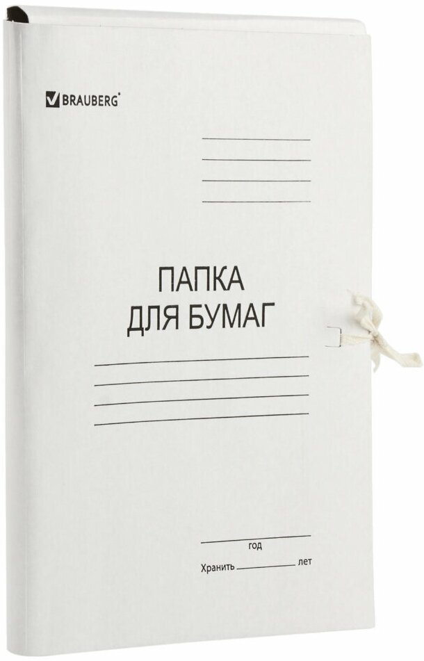 Папка для бумаг с завязками картонная мелованная BRAUBERG, 440 г/м2, до 200 листов, 110925, 110925
