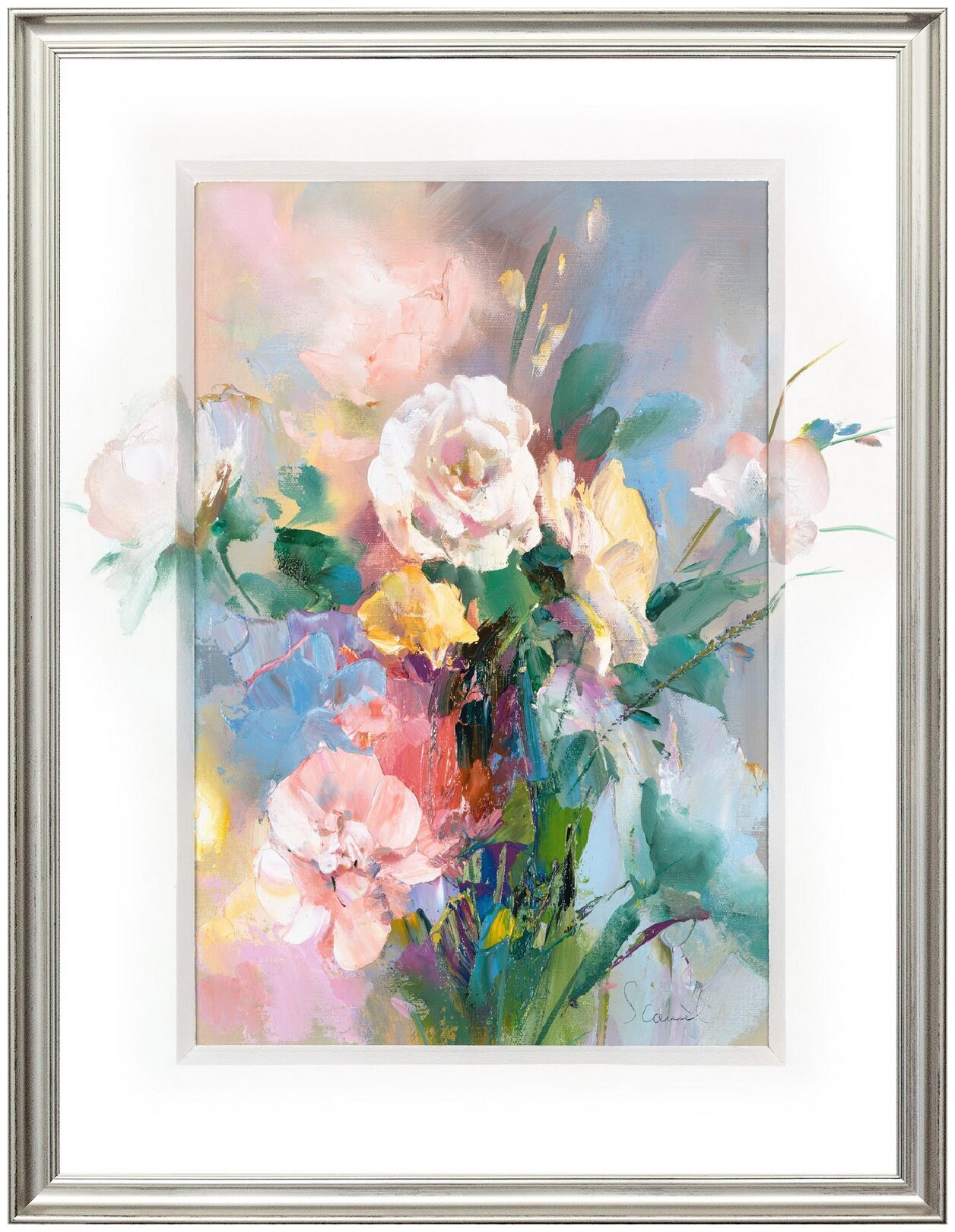 Картина на холсте, "Розы", 80х60 см, художник - Willem Haenraets. Холст на деревянном подрамнике, оформлена в багет, Арт. ХВ-х73