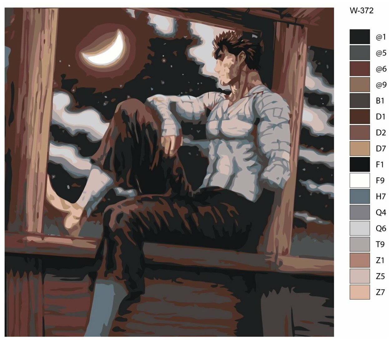 Картина по номерам W-372 "Аниме - берсерк. Гатс" 40х40