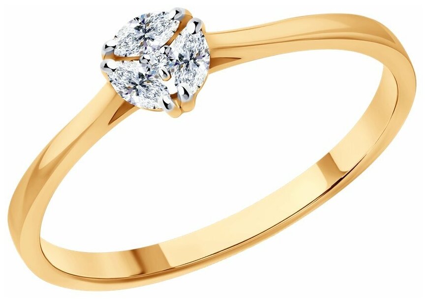 Кольцо, красное золото, 585 проба, бриллиант