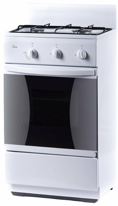 Плита Flama CK 2202-W, газовая, электрическая духовка, ящик для посуды, белая